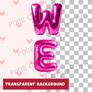 Hot Pink Foil Balloon Alphabet Clipart: Valentine's Day PNG (digital ...