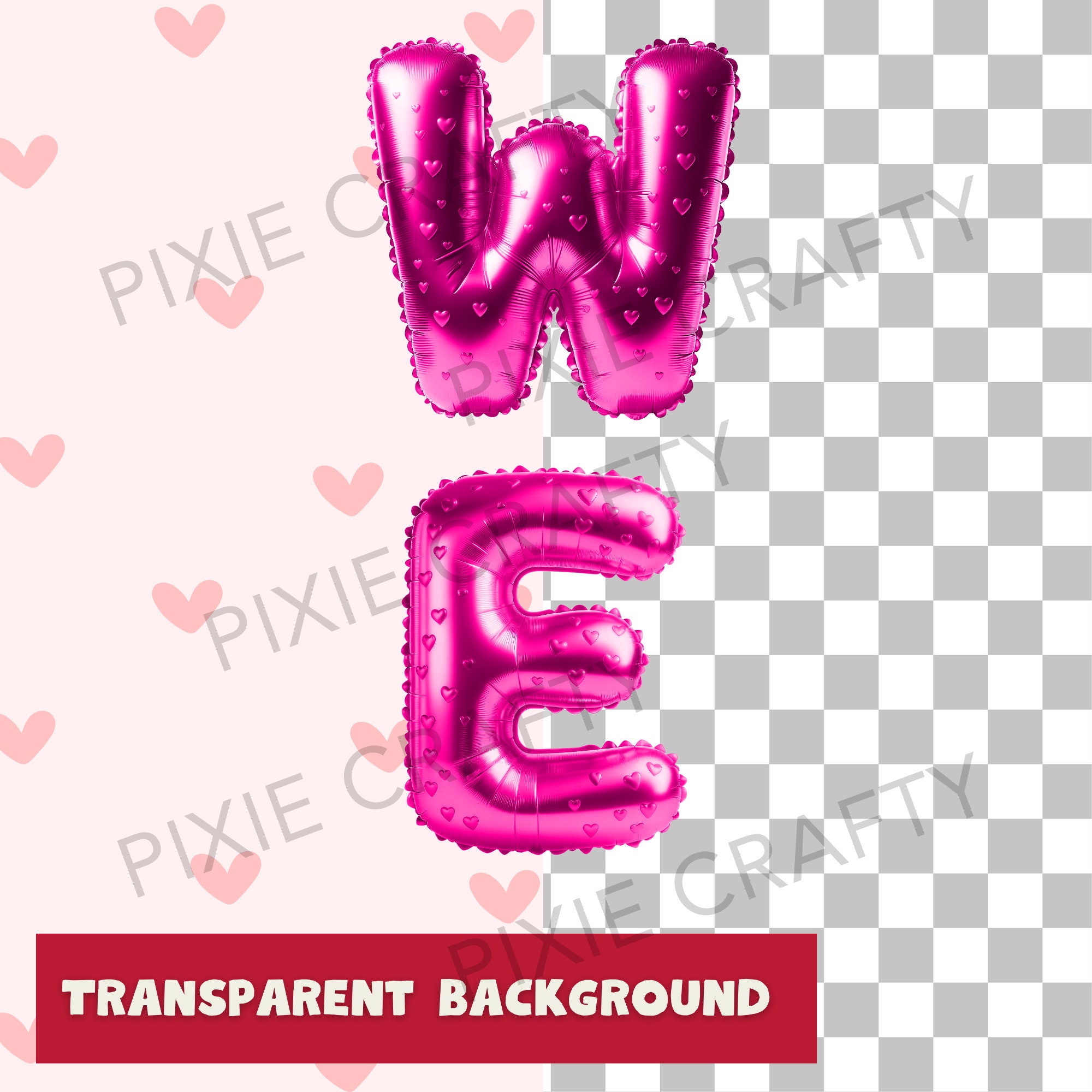 Hot Pink Foil Balloon Alphabet Clipart, Valentine Foil Balloon ...