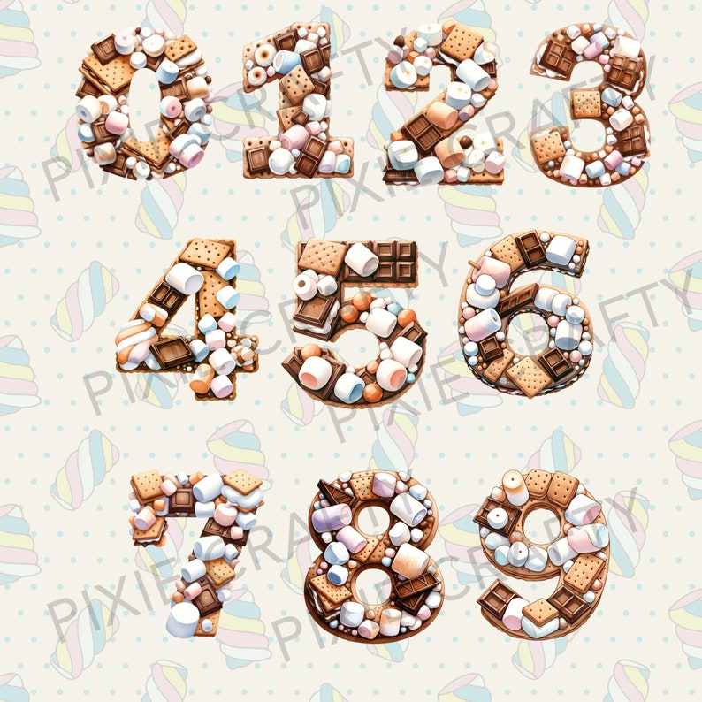 Watercolor Smore Alphabet Clipart: 36 S'mores Letters & Numbers ...