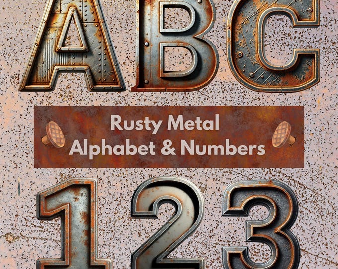 Old English Alphabet Letters and Numbers Rusty Metal Latin Alphabet A ...