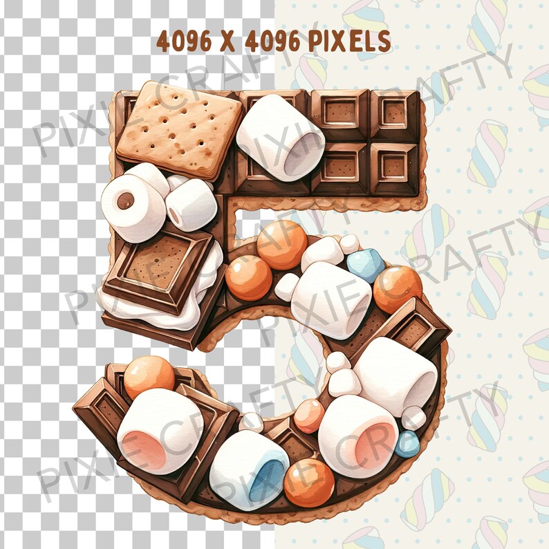 Watercolor Smore Alphabet Clipart: 36 S'mores Letters & Numbers ...
