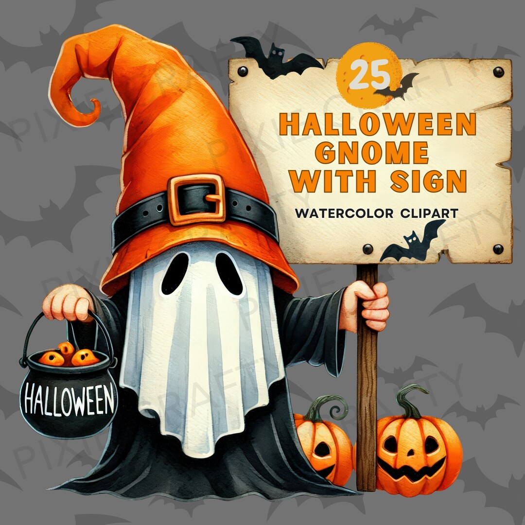 Halloween Gnomes With Sign PNG, Halloween Gnome PNG, Spooky Season PNG ...