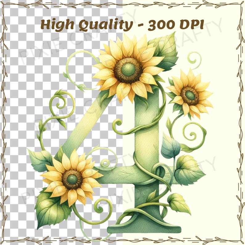 Watercolor Sunflower Alphabet Clipart: Floral Letters (digital Download ...