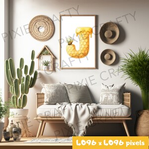 Honey Bee Watercolor Alphabet and Number, Honeycomb Letter Clipart ...