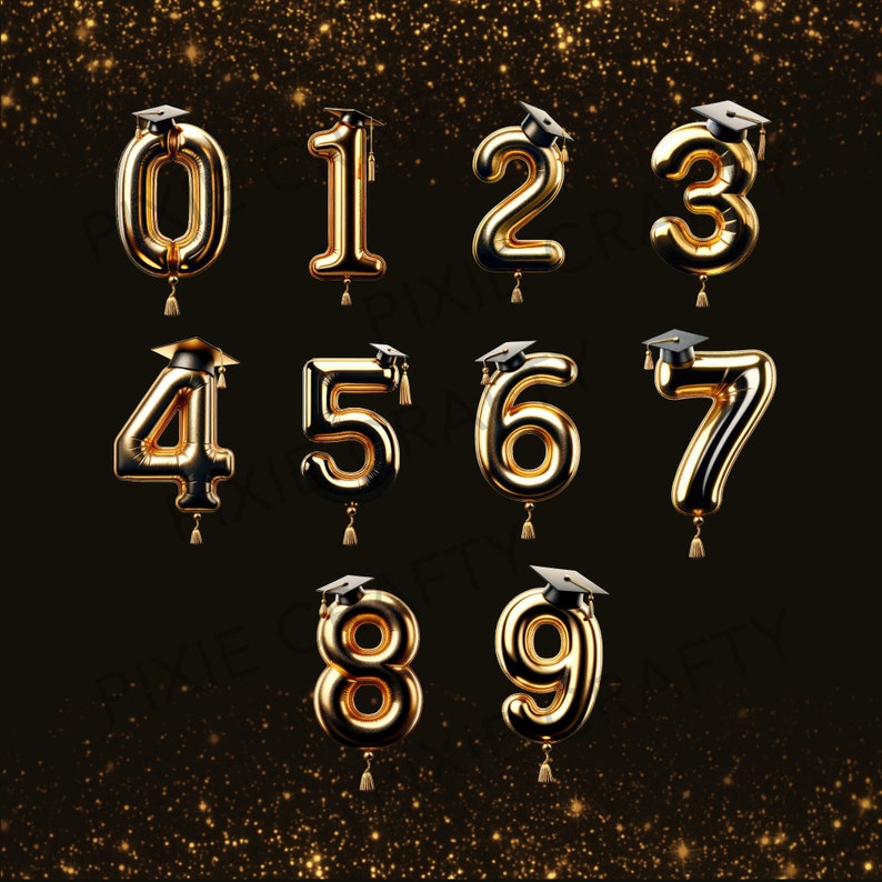 Graduation Foil Balloon Clipart, Alphabet and Number Foil Balloon ...