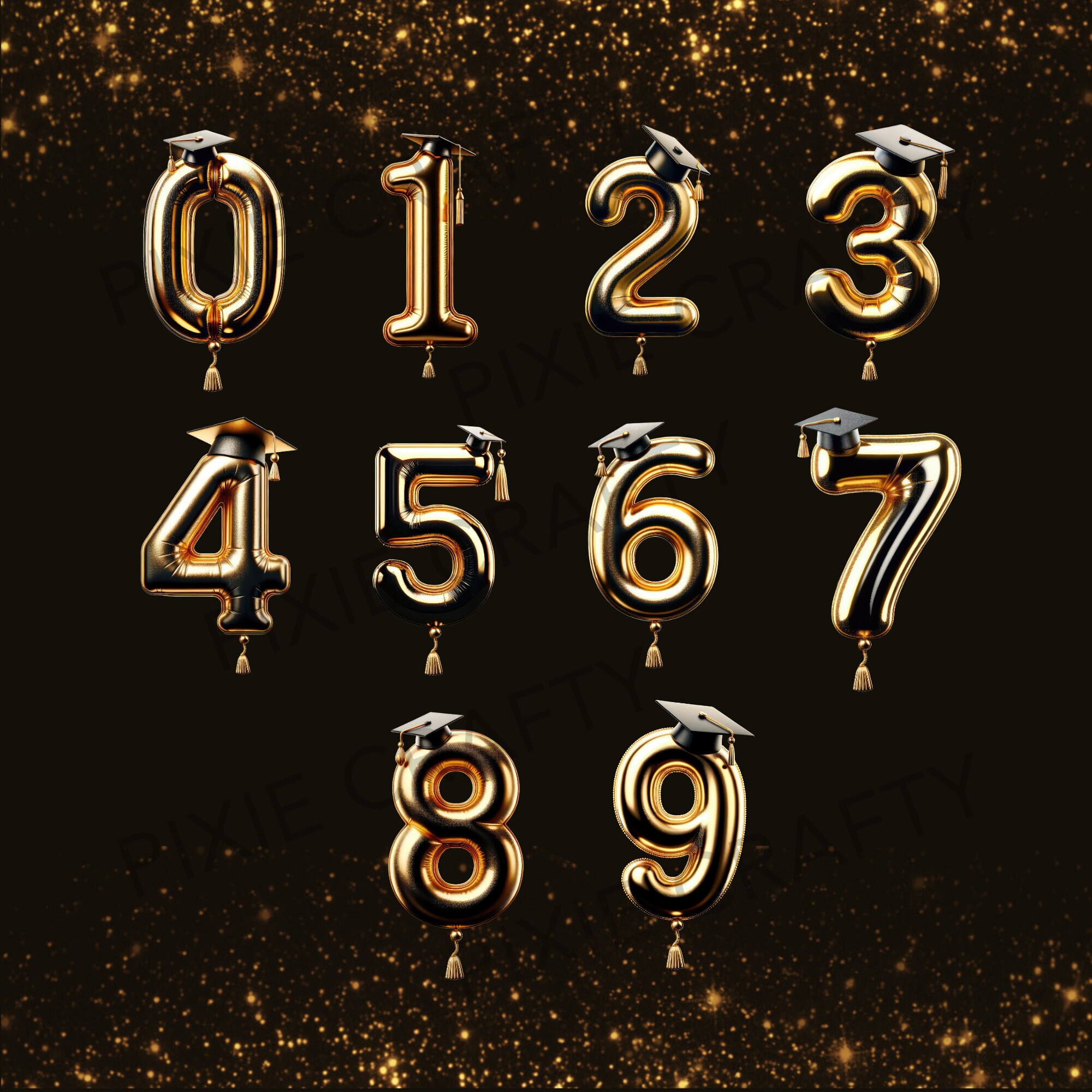 Graduation Foil Balloon Clipart, Alphabet and Number Foil Balloon ...