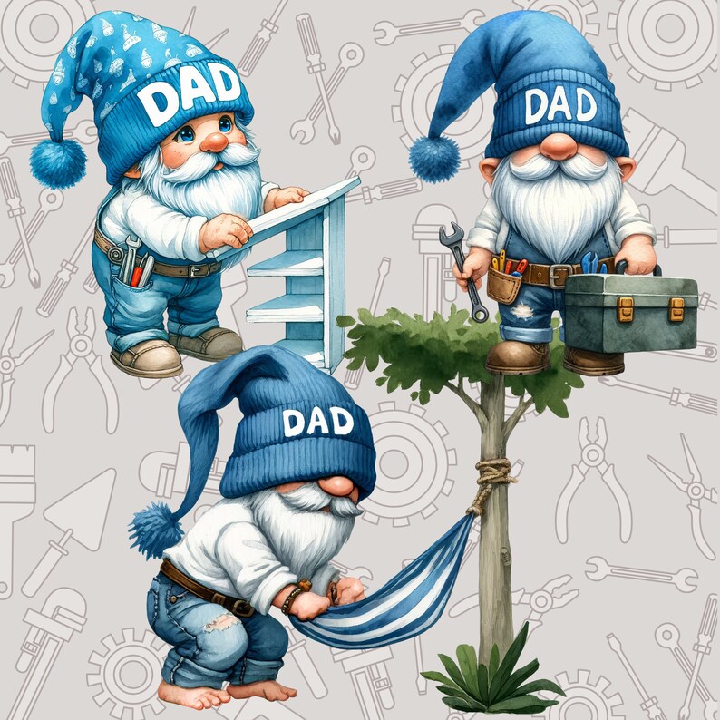 Watercolor Dad Gnome Clipart: Father's Day PNG (digital Download) - Etsy