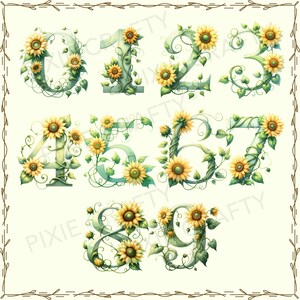 Watercolor Sunflower Alphabet Clipart: Floral Letters (digital Download ...
