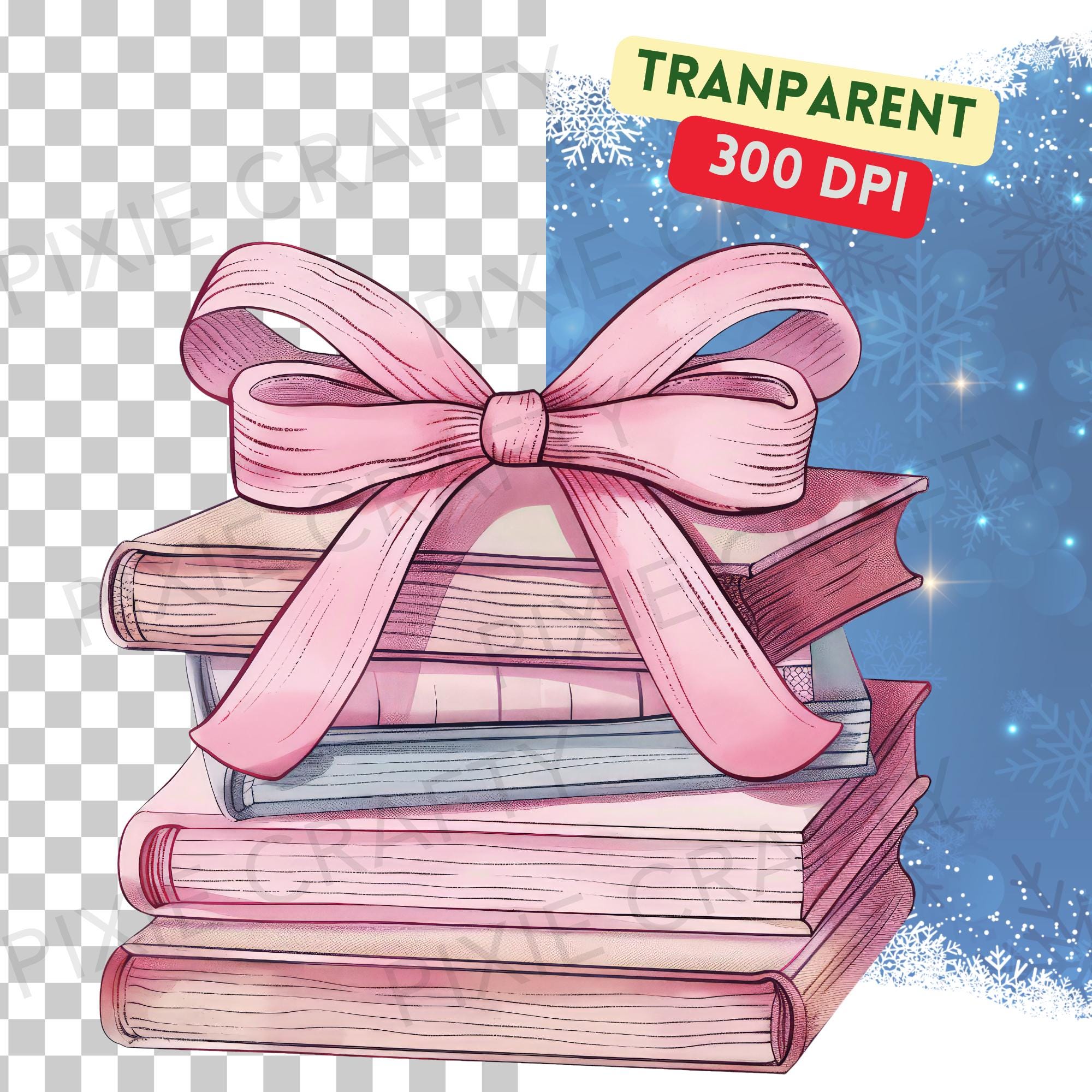 Coquette Book Stack With Pink Ribbon PNG: Girly Bookworm Clipart ...