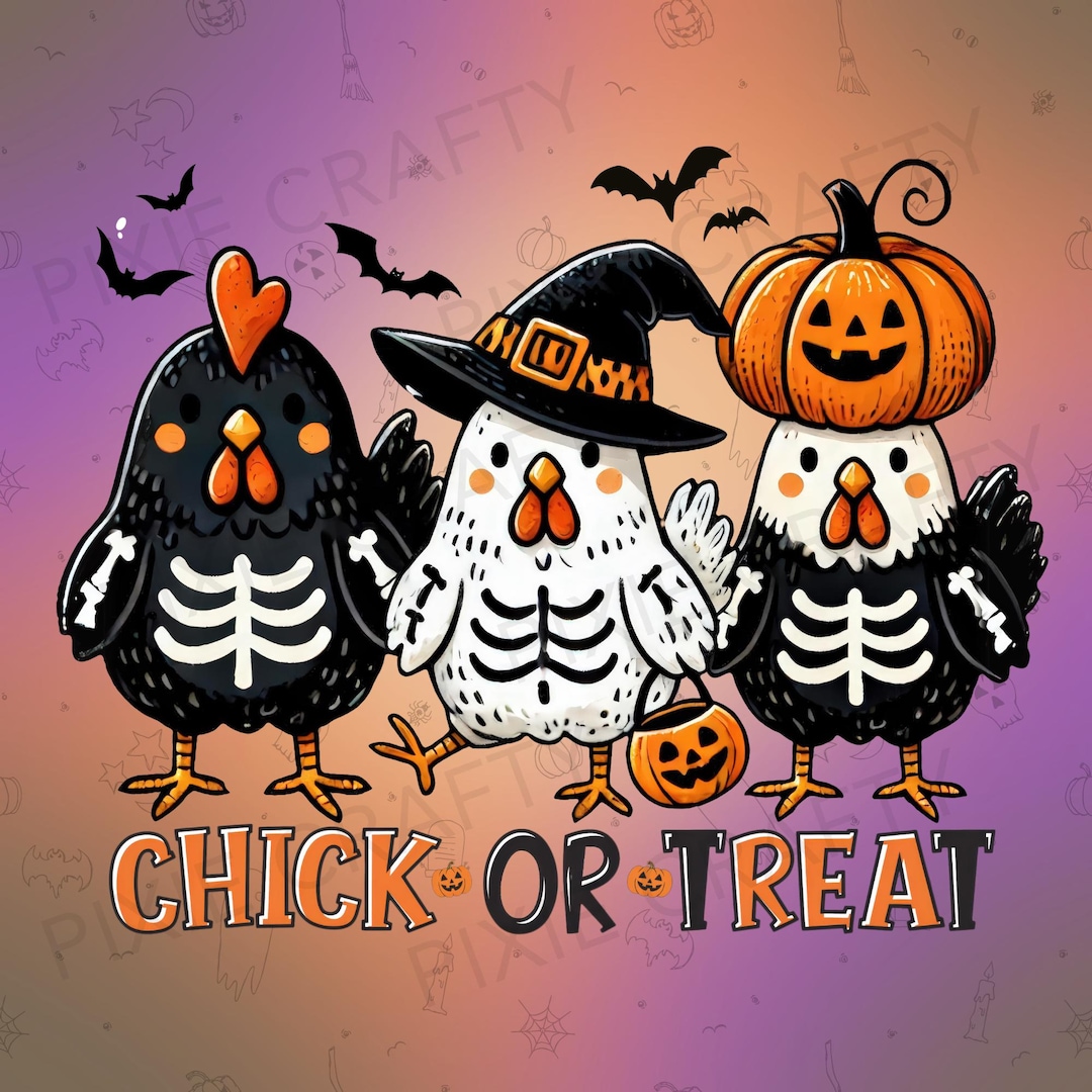 Funny Halloween Chicken PNG: Spooky Skeleton Chick Clipart (digital ...