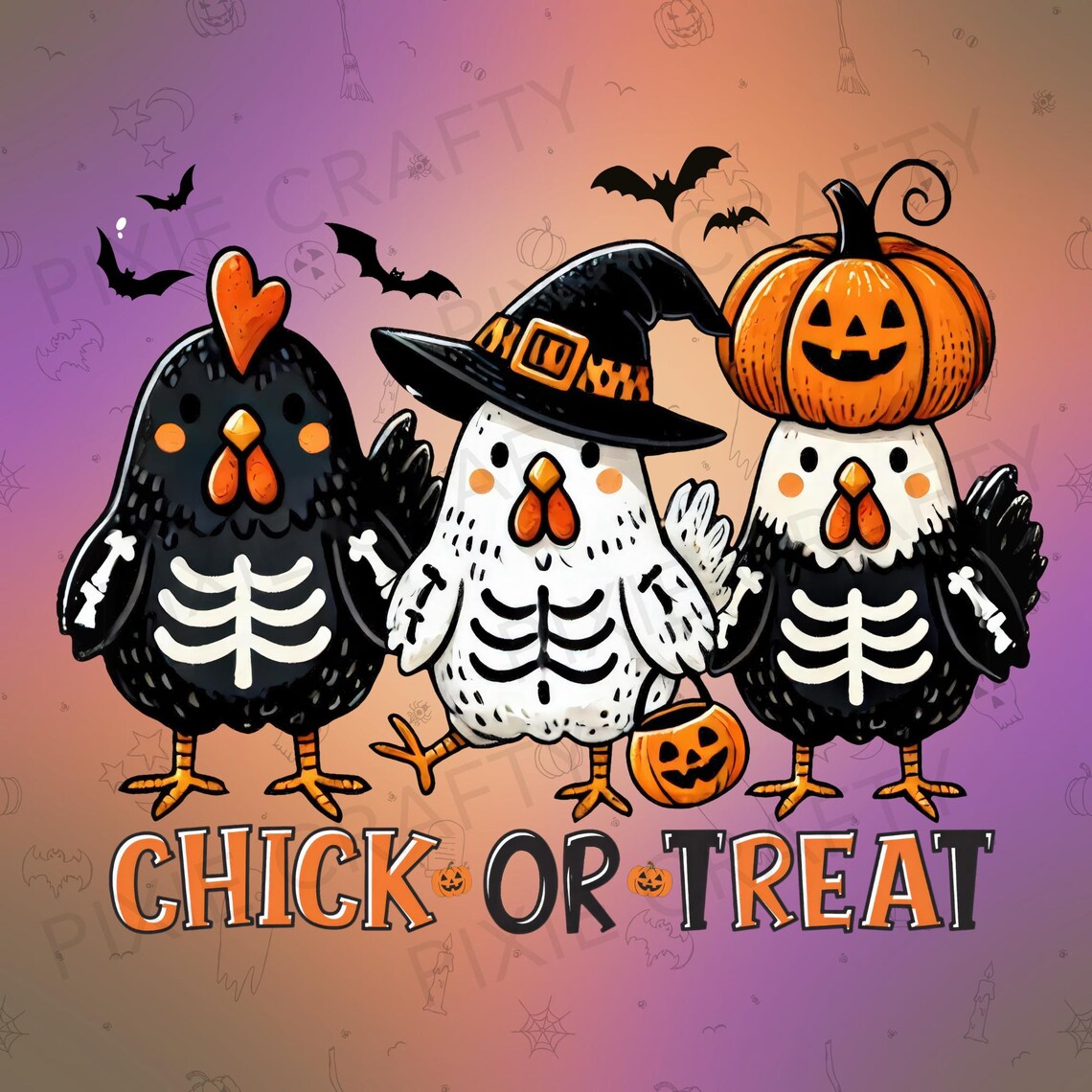 Chick or Treat PNG, Halloween Chicken PNG, Funny Halloween Chicken ...