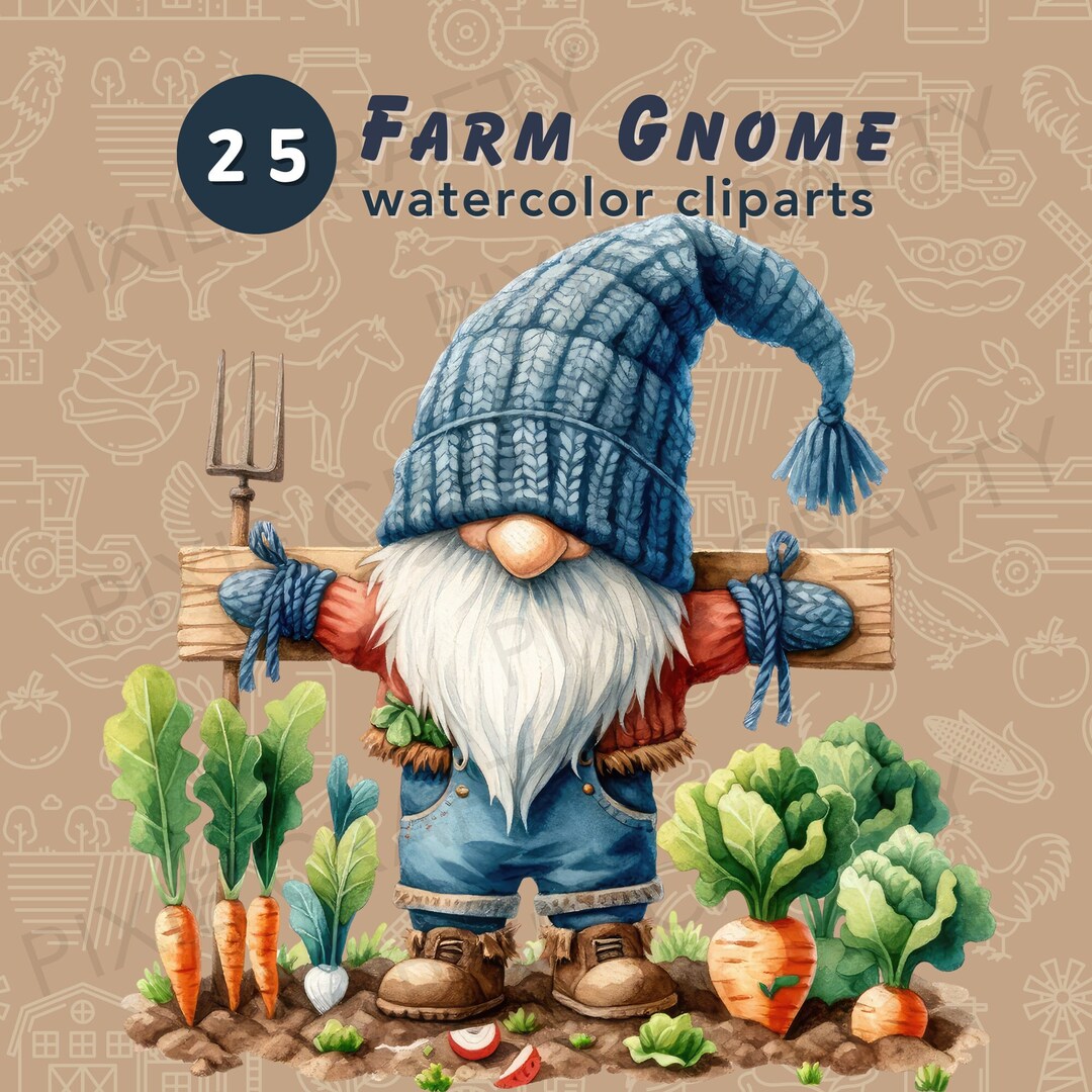 Watercolor Animal Farm Gnome, Farm Life Clipart, Farm Animal Clipart ...
