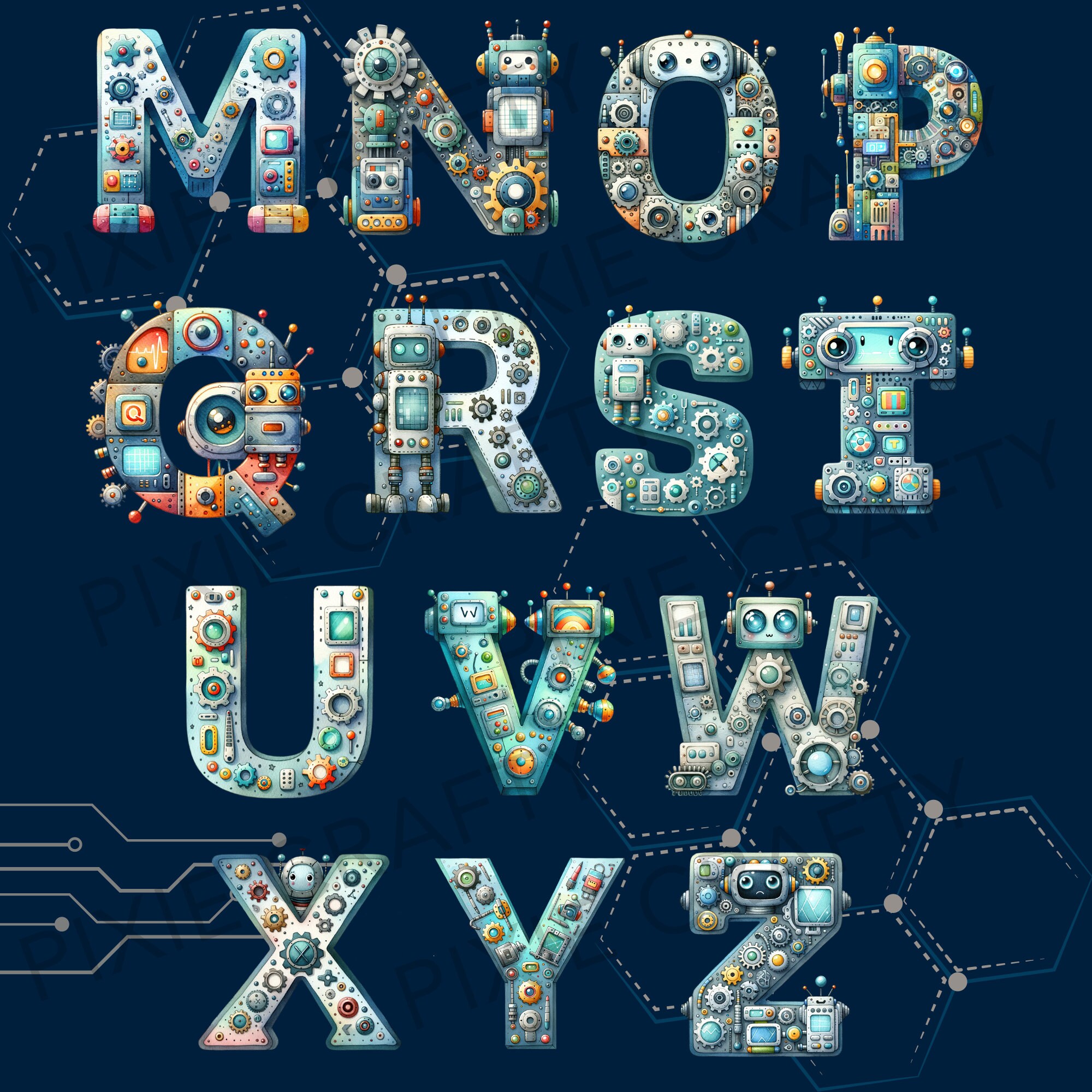 Robot Alphabet Clipart: Kid's Number PNG Set (digital Download) - Etsy