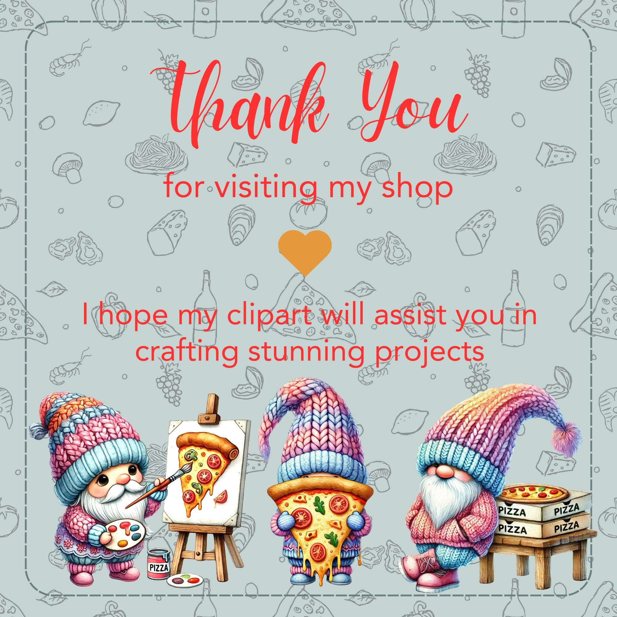 Watercolor Pizza Gnome PNG Clipart: Foodie Art, Nursery Decor, (digital ...