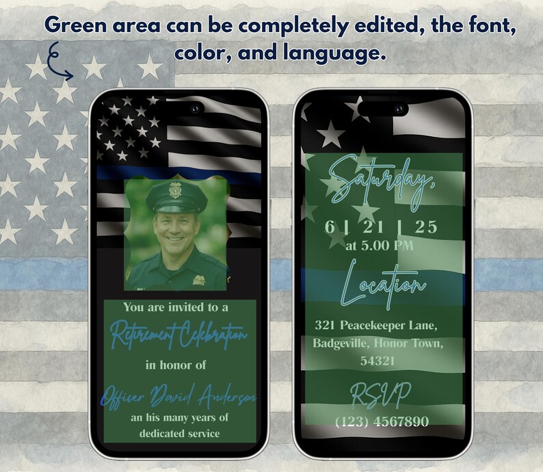 Animated Police Retirement Invitation Template: Thin Blue Line Evite ...