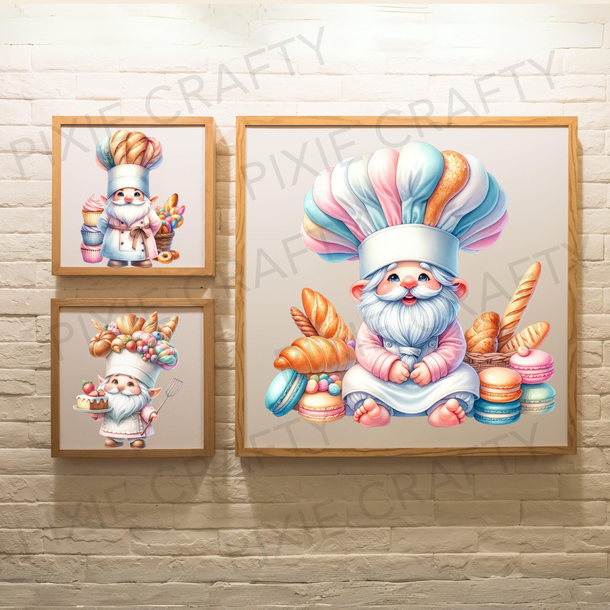 Watercolor Baker Gnome, Pastry Chef Gnome Clipart, Chef Gnome, Bread ...
