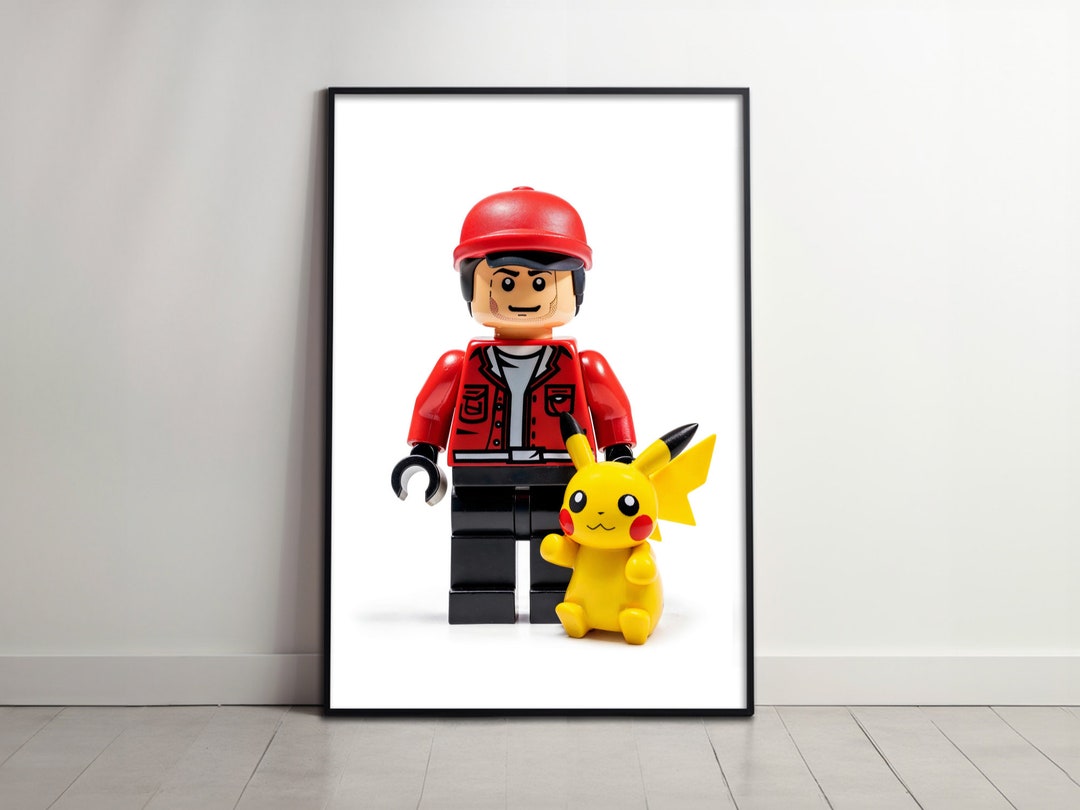 Lego Ash Ketchum Pokemon Poster Kids Room Decor Pikachu Wall - Etsy