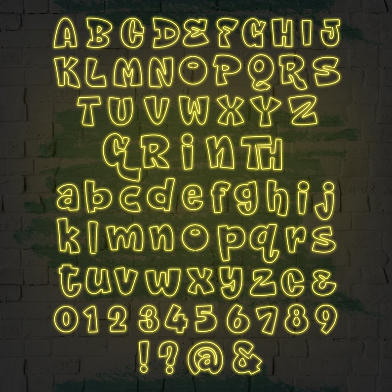 Neon Graffiti Yellow Color Alphabet Letters, PNG File 300 Dpi - Etsy