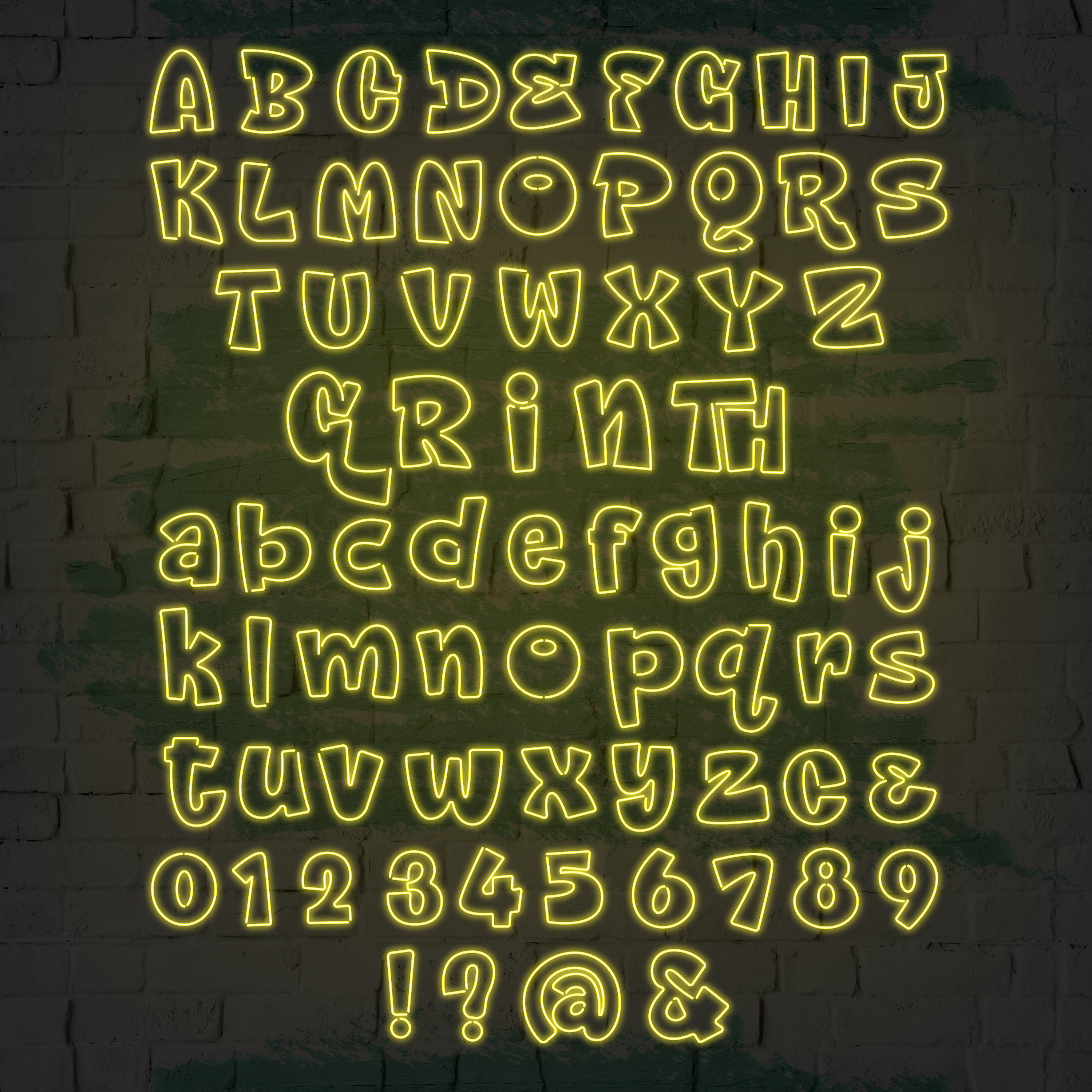 Neon Graffiti Yellow Color Alphabet Letters, PNG File 300 Dpi - Etsy