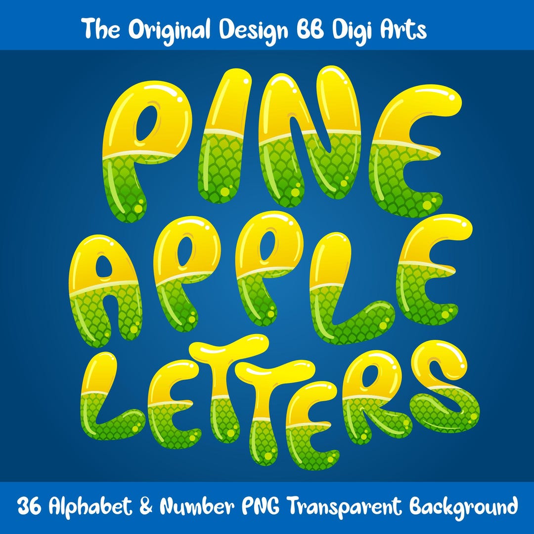 Pineapple Letters, 36 PNG Letters, PNG Alphabet, Tropical Fruit Letters ...