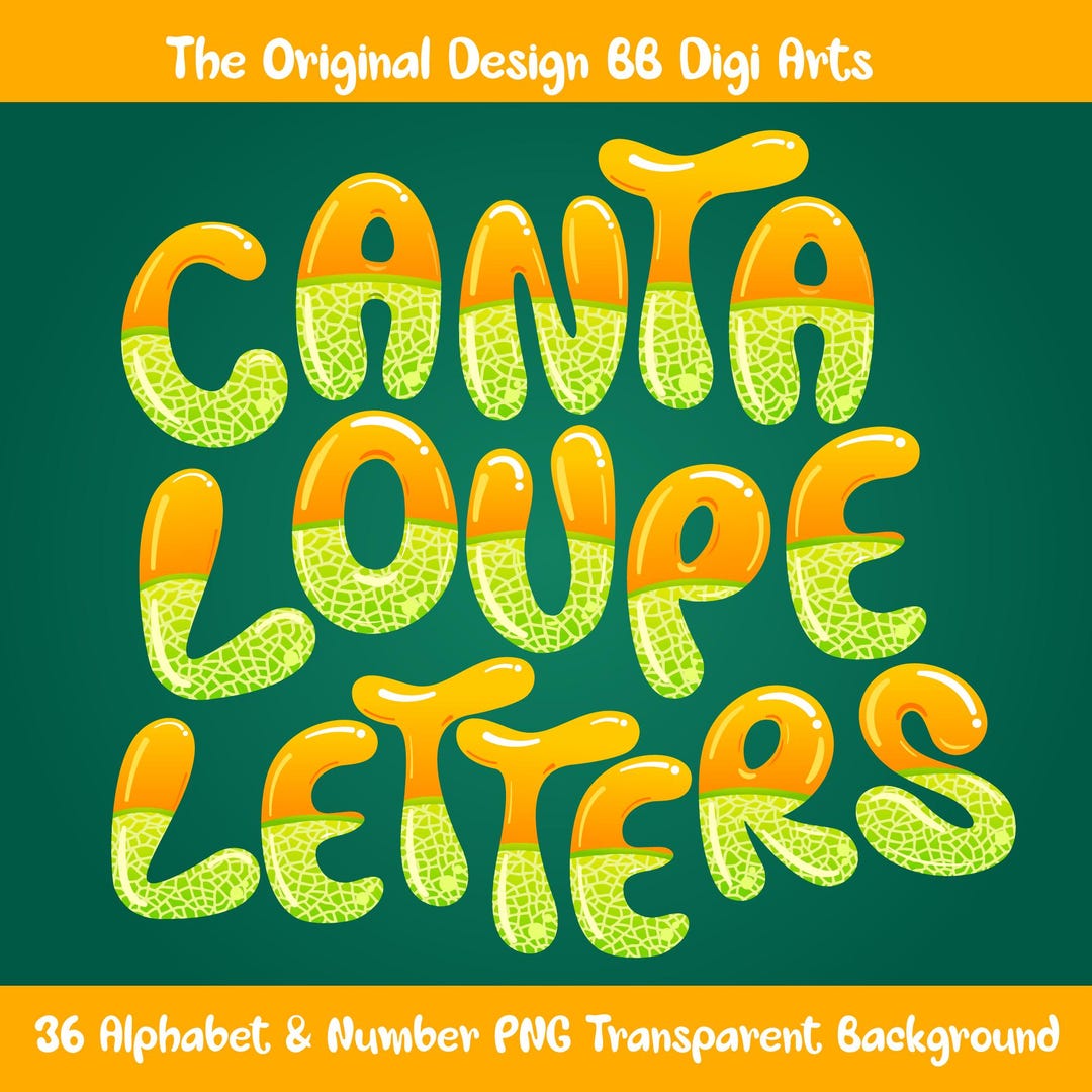 Cantaloupe Letters, 36 PNG Letters, PNG Alphabet, Tropical Fruit ...