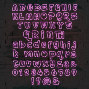 Neon Graffiti Pink Color Alphabet Letters, PNG File 300 Dpi - Etsy