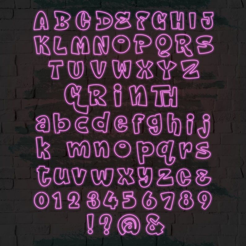 Neon Graffiti Pink Color Alphabet Letters, PNG File 300 Dpi - Etsy