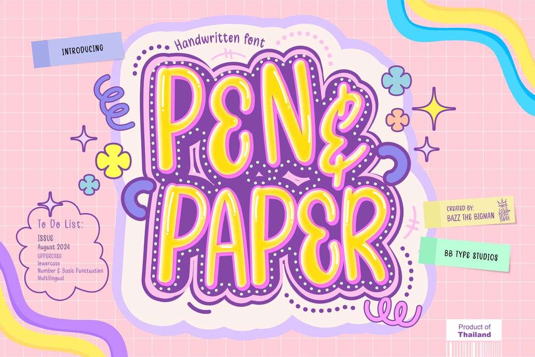 Pen and Paper Font, Handwritten Font, Cute Font, School Font, Digital ...