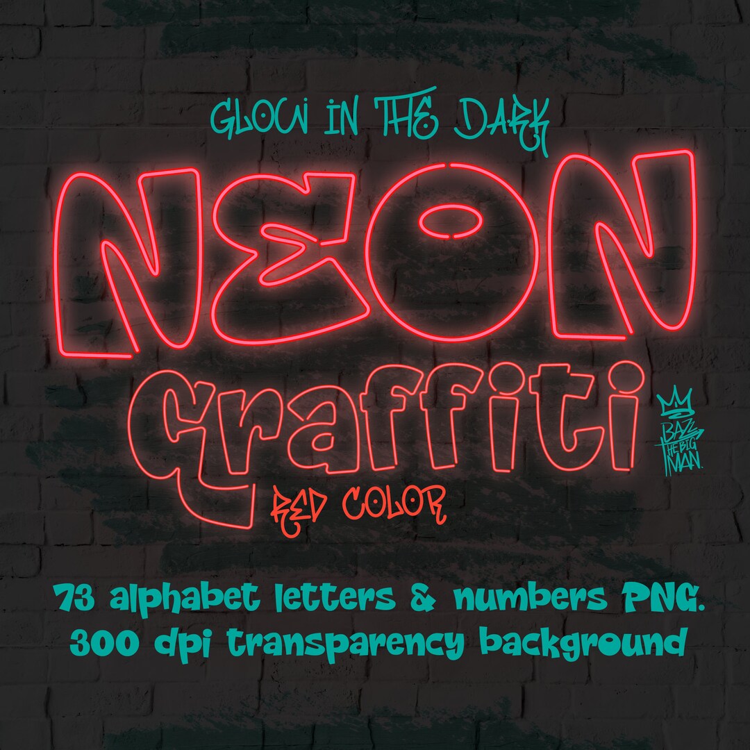 Neon Graffiti Red Color Alphabet Letters, PNG File 300 Dpi - Etsy