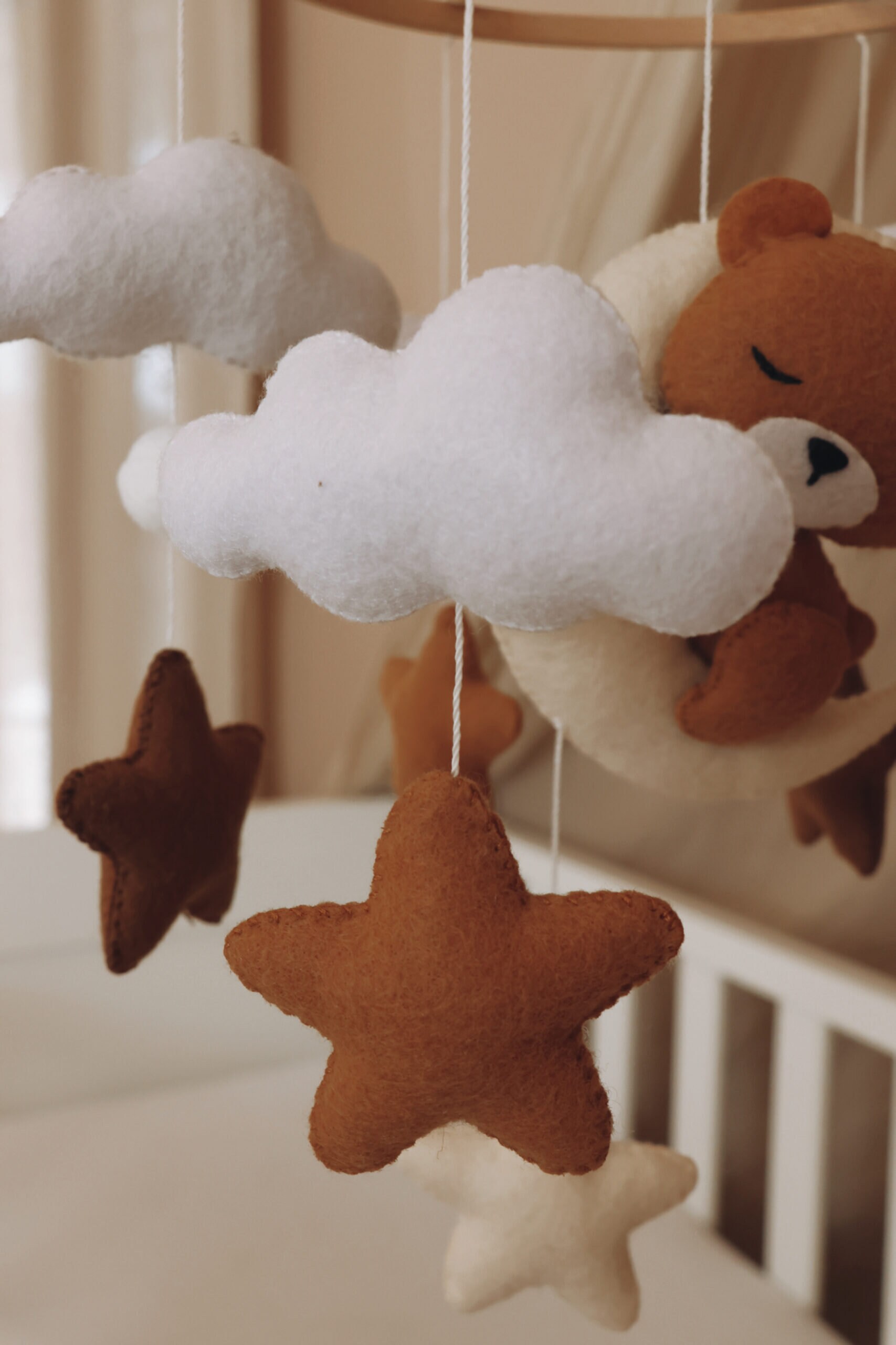 Handmade Sleeping Teddy Baby Mobile, Nursery Crib Mobile, Baby Mobile ...