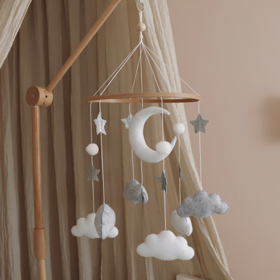 Handmade Moon and Stars Baby Mobile, Nursery Crib Mobile, Baby Mobile ...