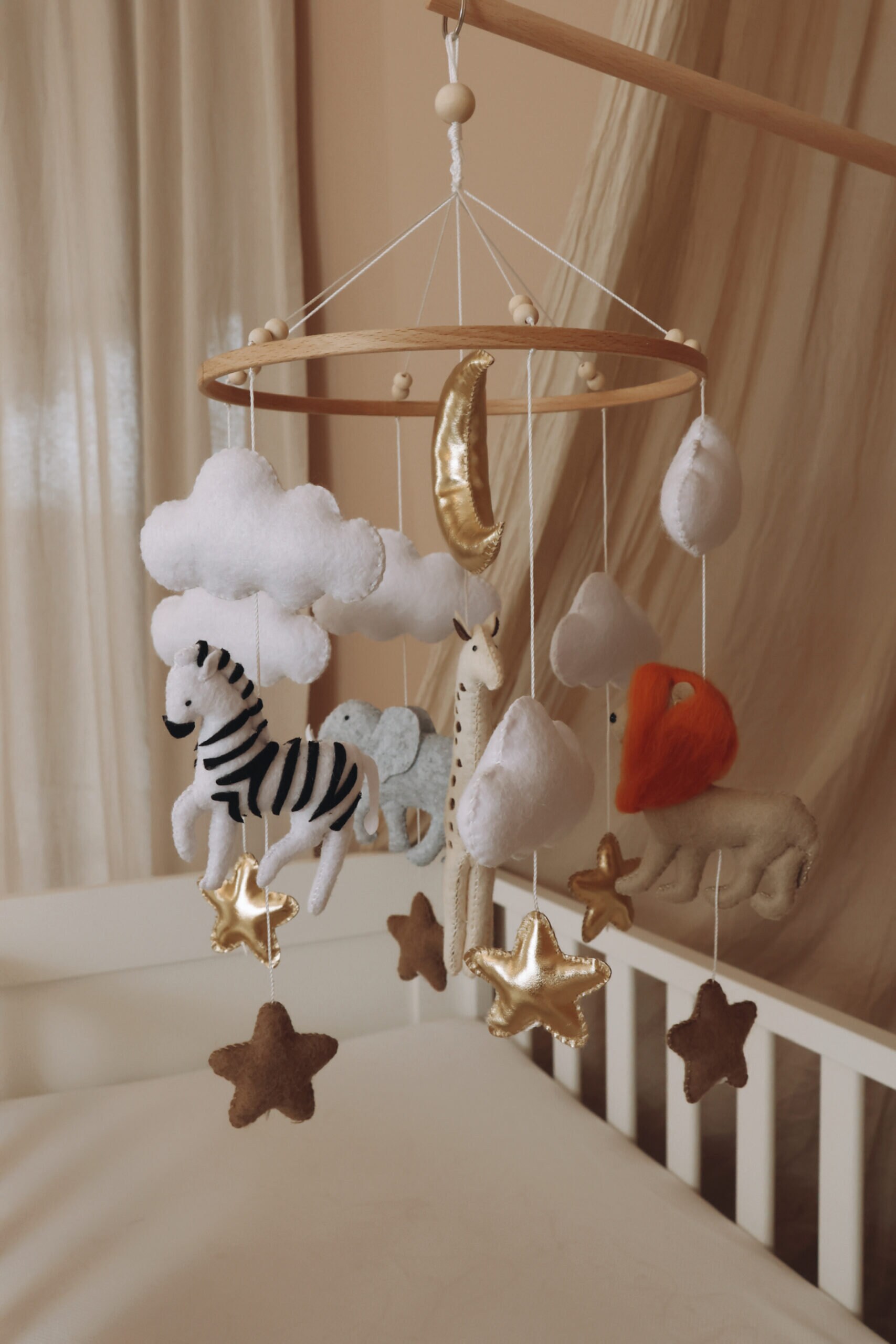 Handmade Safari Baby Mobile, Nursery Crib Mobile, Baby Mobile Girl ...