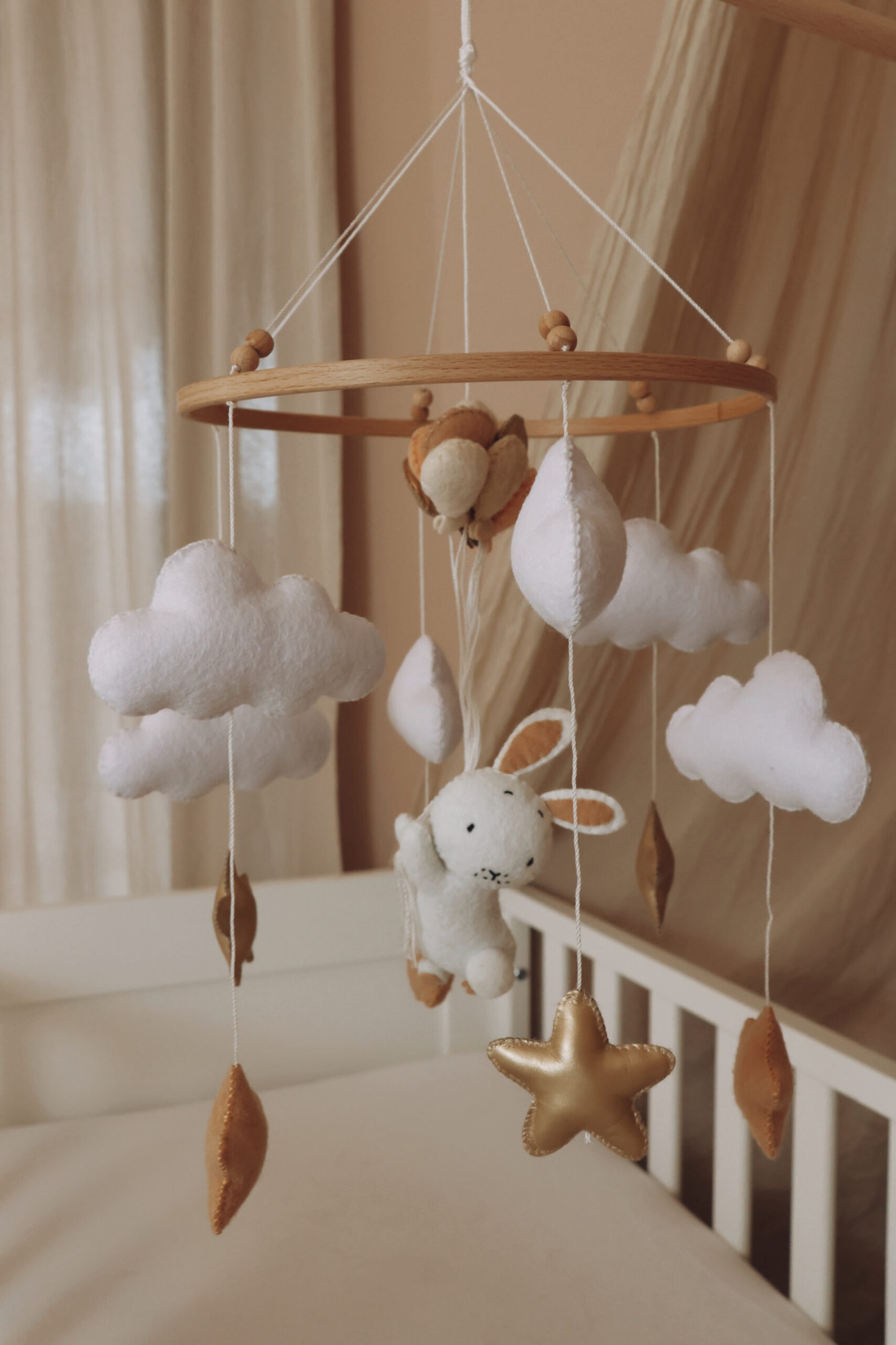 Handmade Bunny Baby Mobile, Nursery Crib Mobile, Baby Mobile Girl, Baby ...