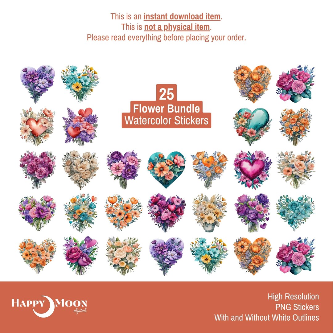 Flower Bundle Stickers | Printable Sticker | Sticker for Digital Use ...