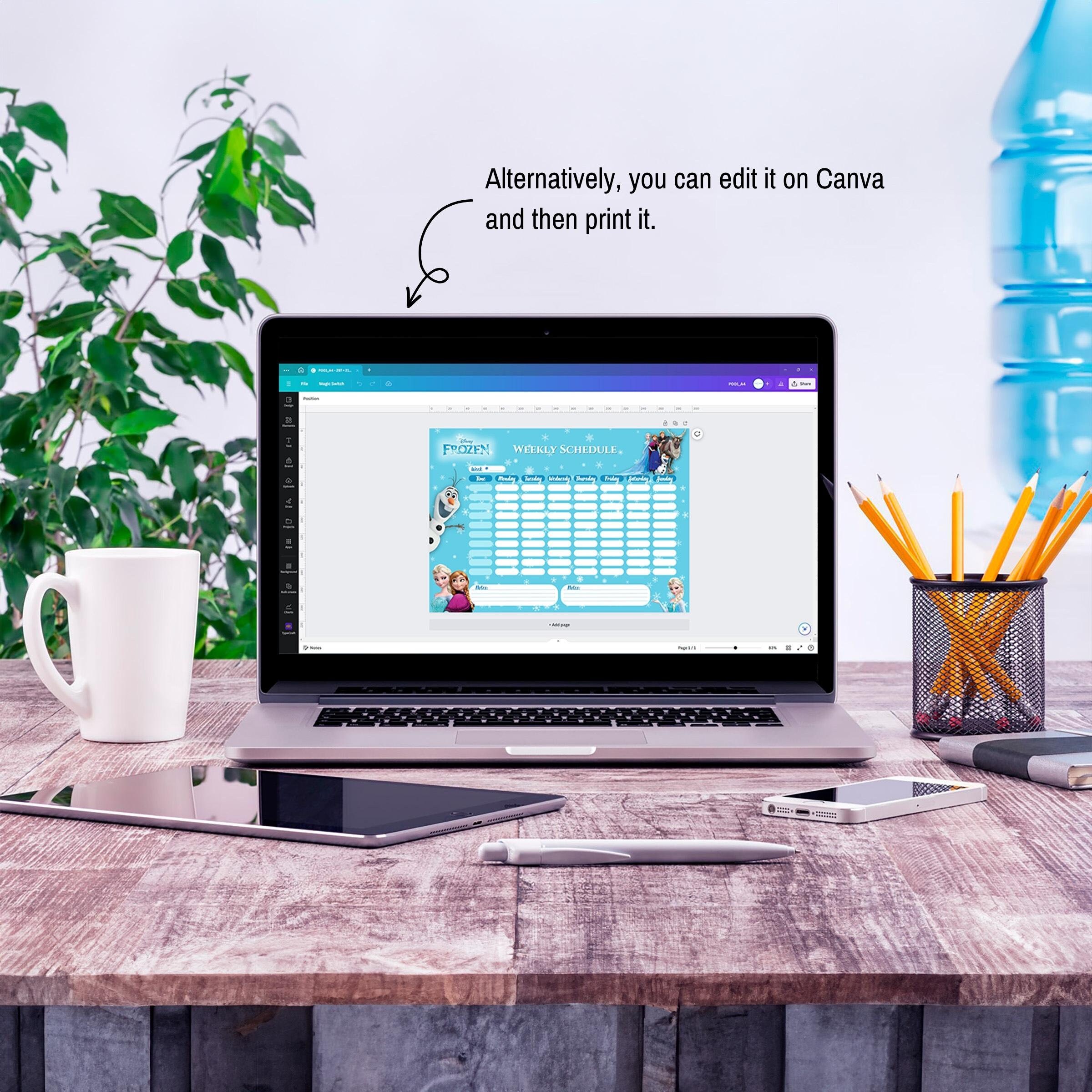 Frozen Theme | Weekly Schedule | Ready to Print | Editable in Canva ...