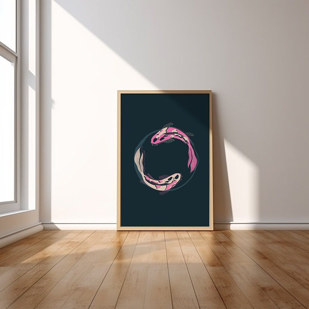 Pink Koi Fish Art | Colorful Koi Fish Print | Koi Wall Art | Printable ...