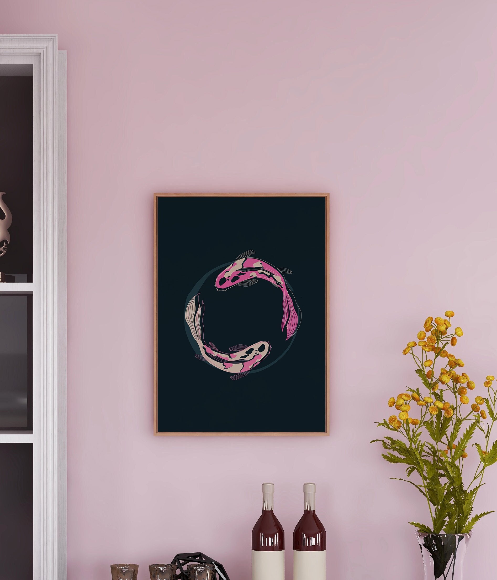 Pink Koi Fish Art | Colorful Koi Fish Print | Koi Wall Art | Printable ...