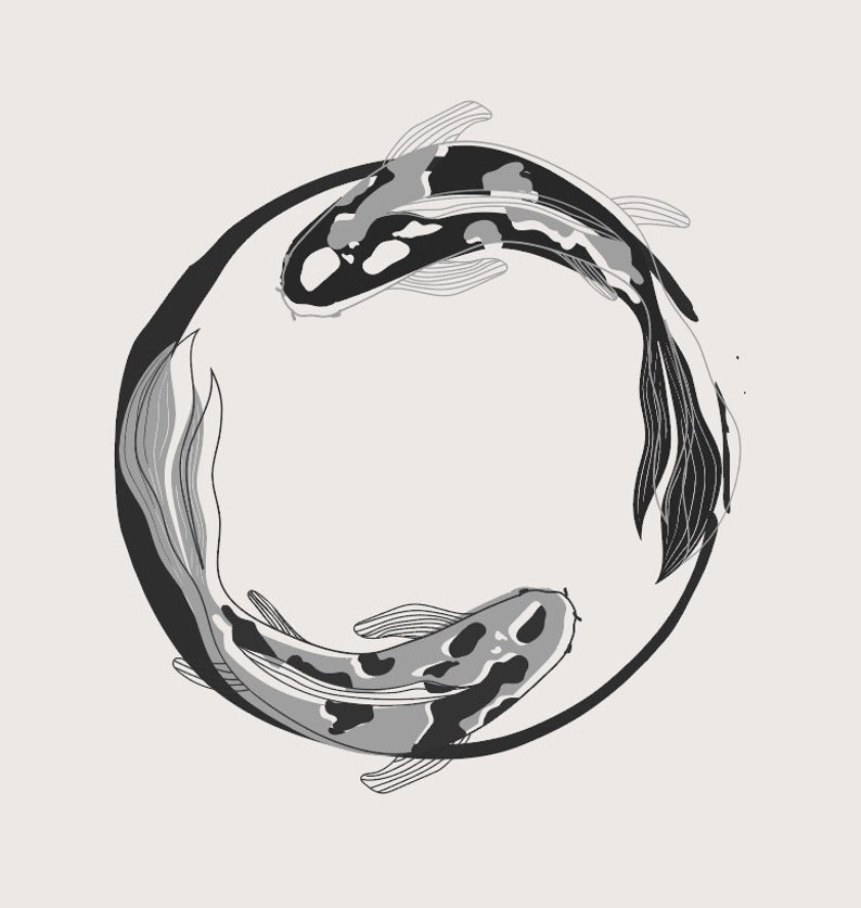 Koi Fish Enso Circle Print: Japanese Zen Art - Etsy Australia