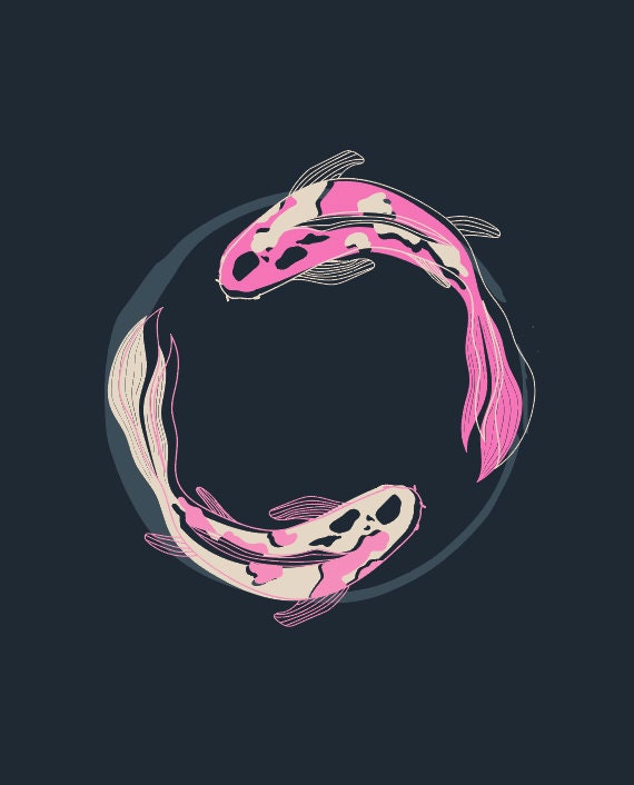 Pink Koi Fish Art | Colorful Koi Fish Print | Koi Wall Art | Printable ...