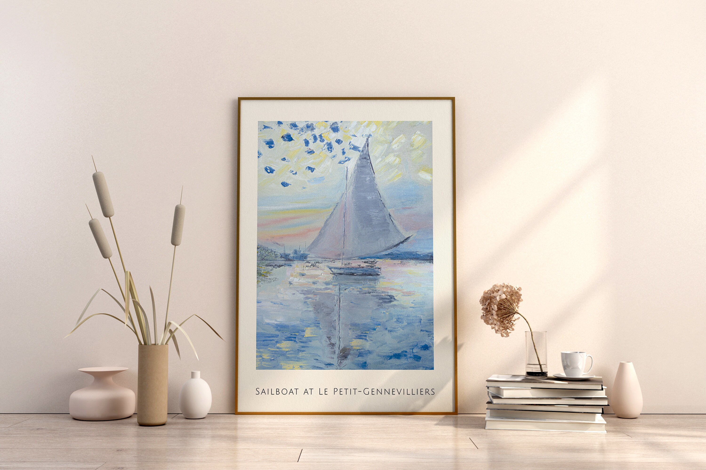 Sailboat Painting Claude Monet Impressionist Landscape - Etsy