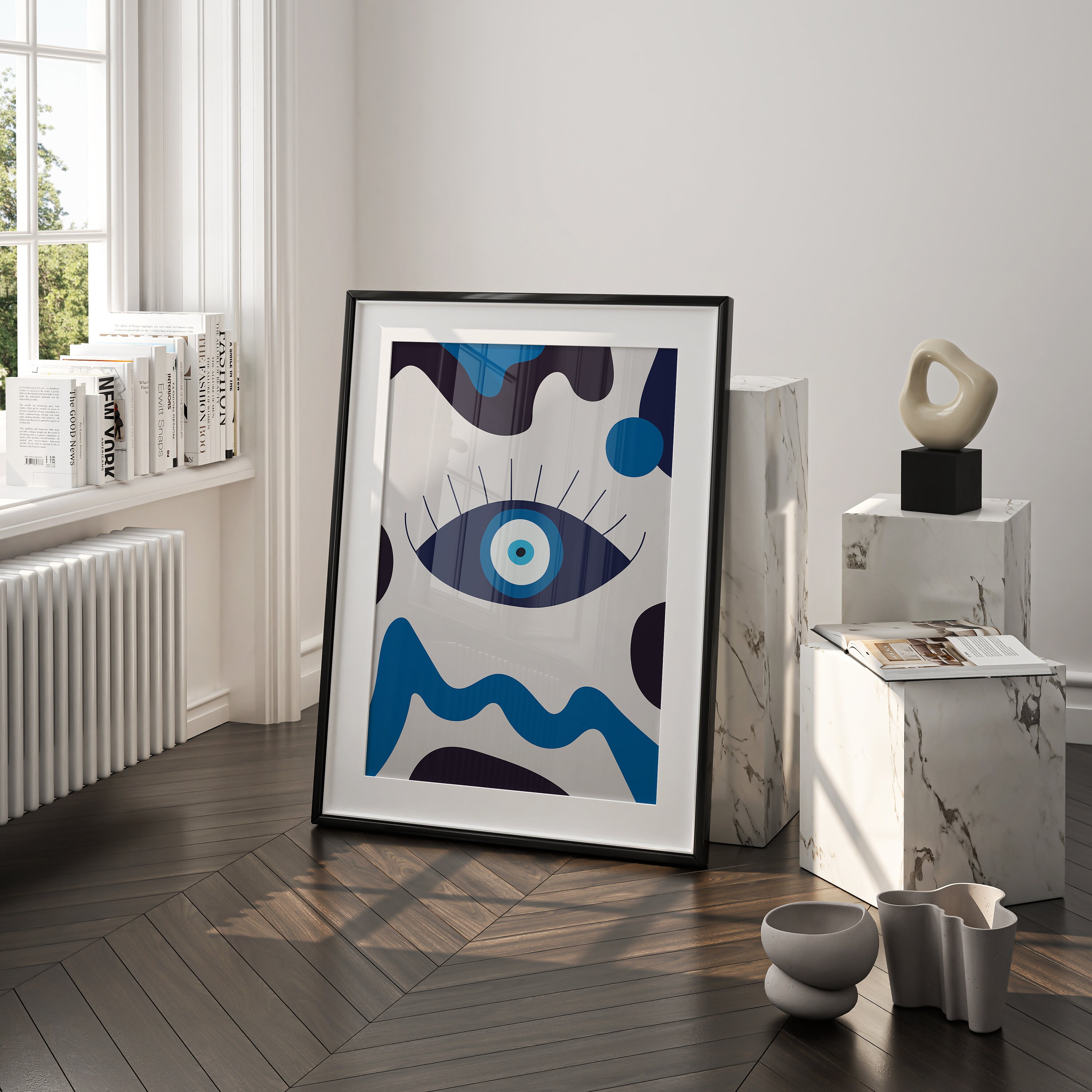 Evil Eye Art Print | Spiritual Art | Evil Eye Wall Decor | Blue Evil ...