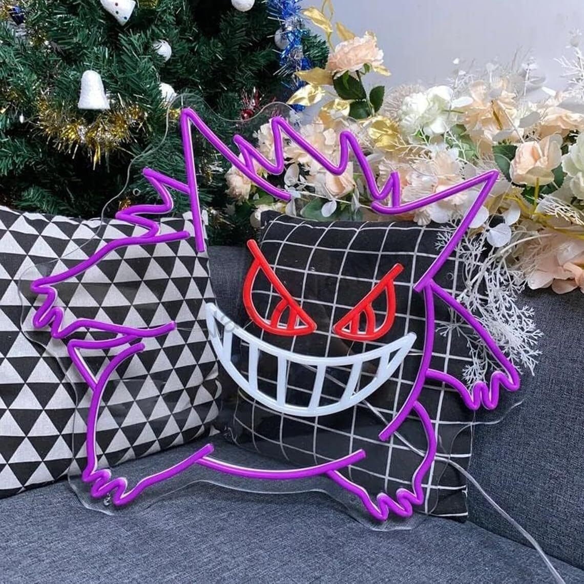 Gengar Neon Sign Wall Art Decor Birthday Neon Sign Game Room Neon Sign ...