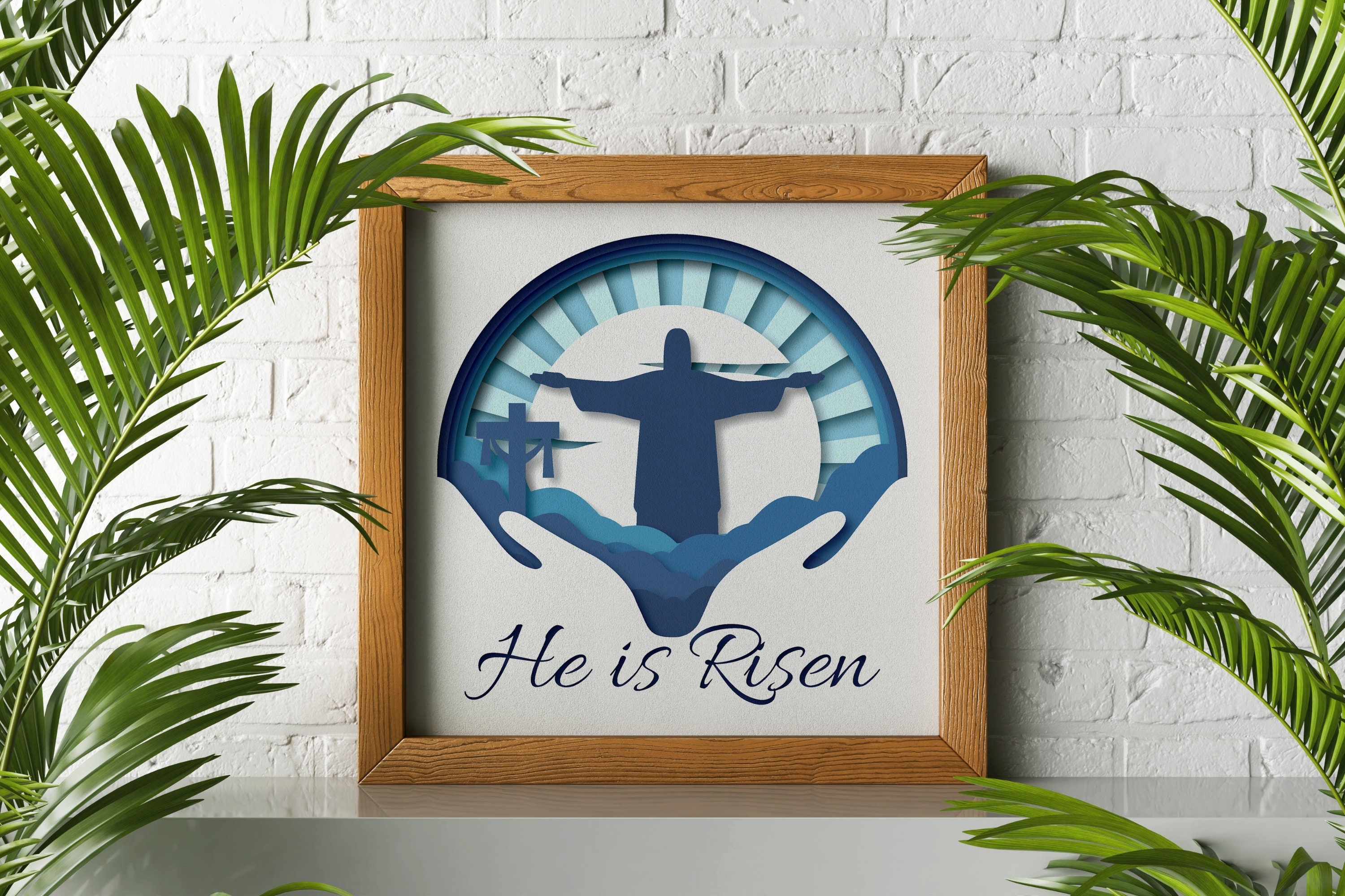 He is Risen 3D Shadow Box Template, Layered Easter Light Box Svg, Jesus ...