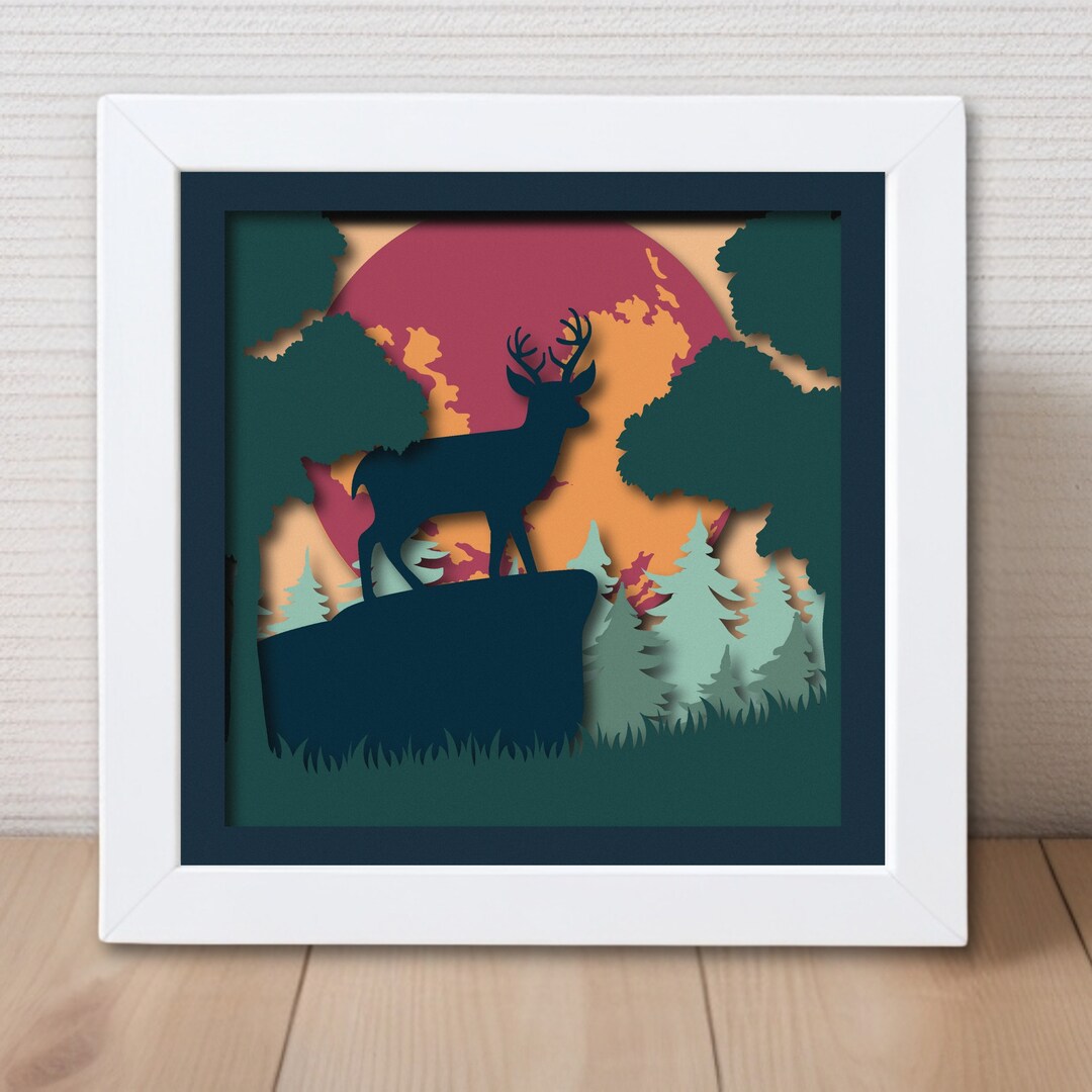 8 Layered Deer Shadow Box SVG - 3D Cricut Shadow Box - Shadow Box SVG File- Home Decor Wall Art ...