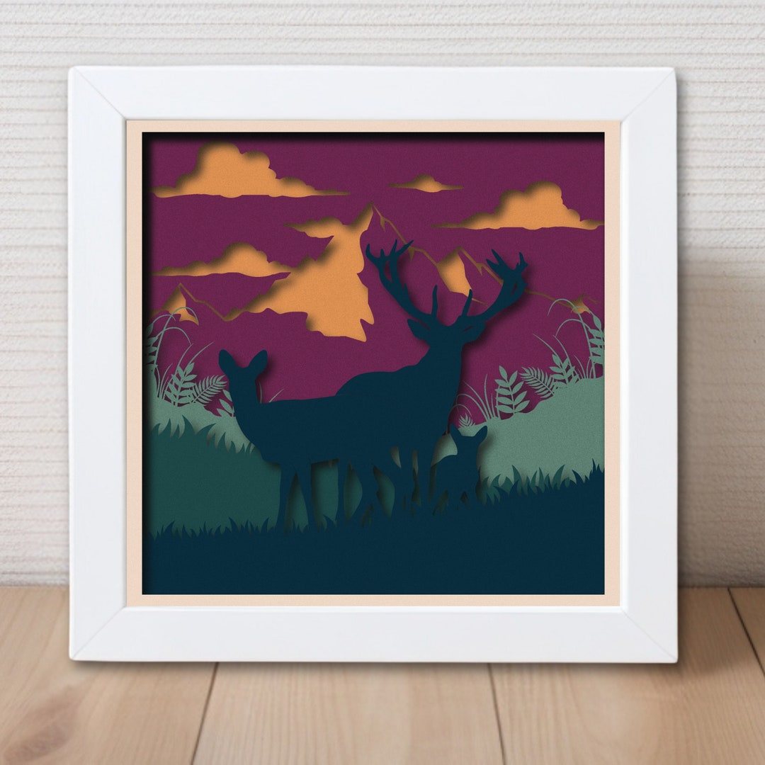 6 Layered Deer Shadow Box SVG Cricut Shadow Box Shadow Box SVG File Home Decor Wall Art for ...