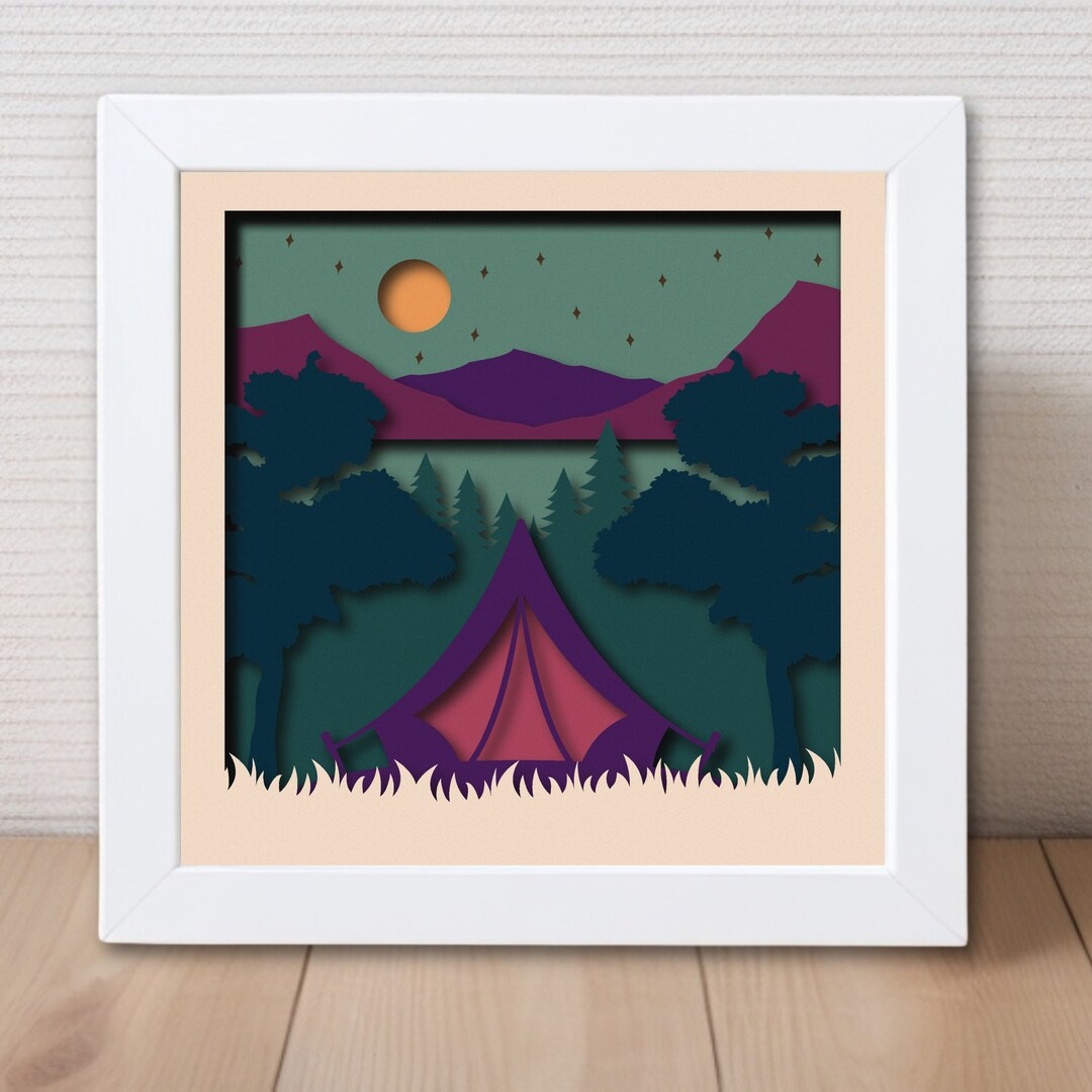 9 Layered Camping Shadow Box SVG - Cricut Shadow Box - Shadow Box SVG ...