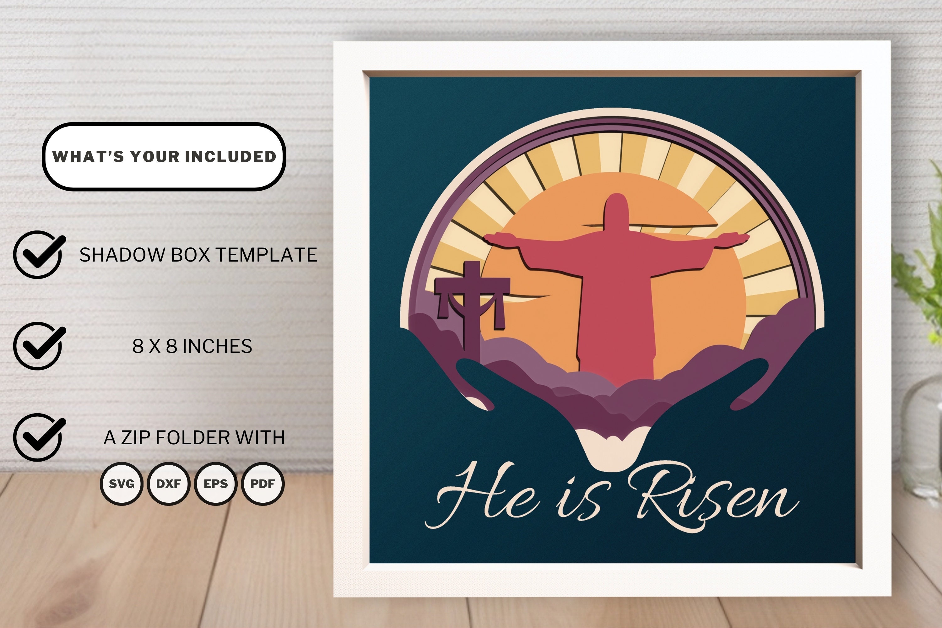 He is Risen Shadow Box SVG, 9 Multilayers for Easter Jesus Craft ...