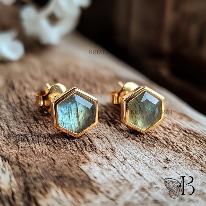 Hexagon Stud Earrings - Etsy