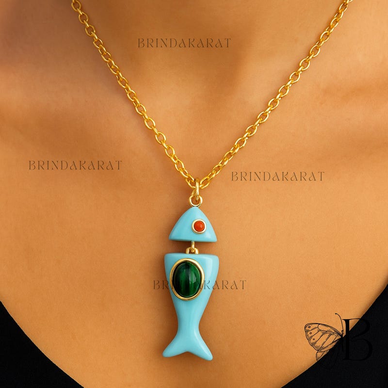 14k Carved Fish Pendant - Etsy