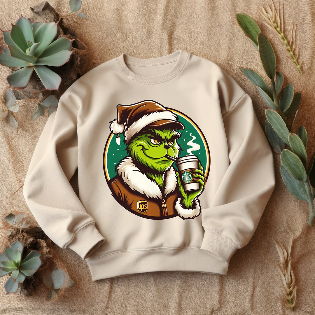 Unisex Grinch UPS Driver Sweater Starbucks Coffee Design Funny Holiday ...